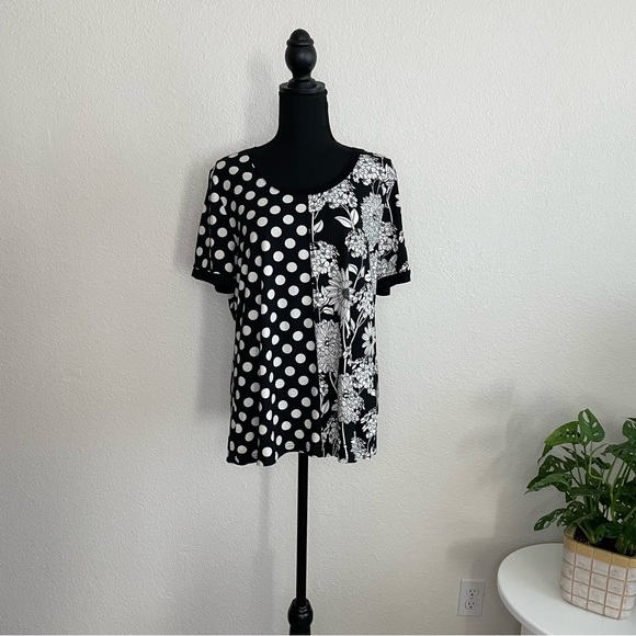 Fresh Fx | Tops | Nwt Mixed Print Black And White Casual Tshirt | Poshmark